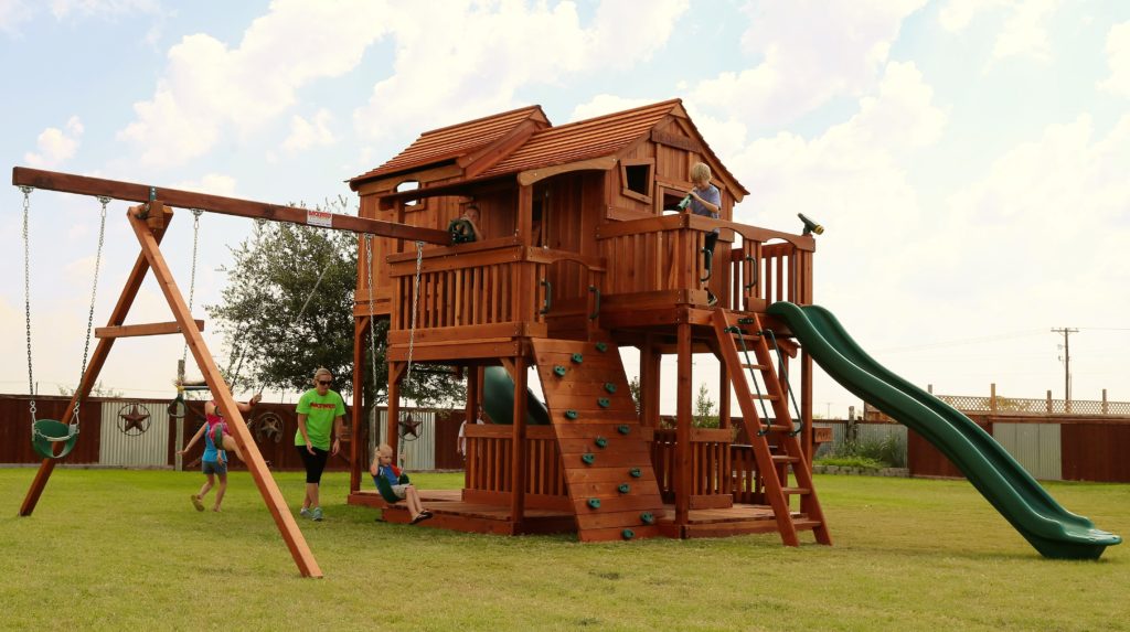 Fort Ticonderoga Tri-Level Swing Set - Backyard Fun Factory